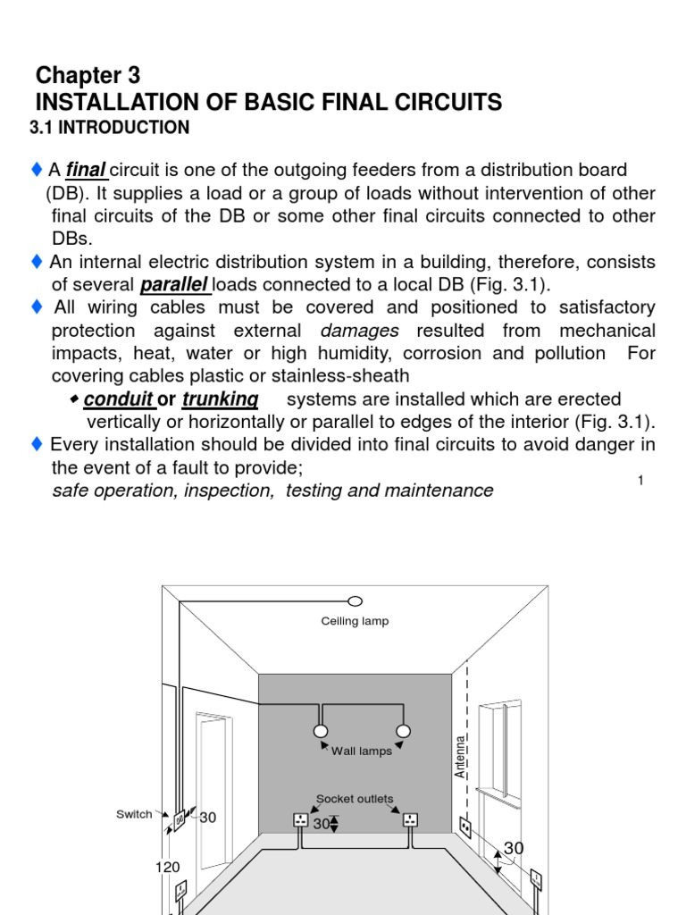 Installation of Basic Final Circuits: Conduit or Trunking | PDF | Ac ...