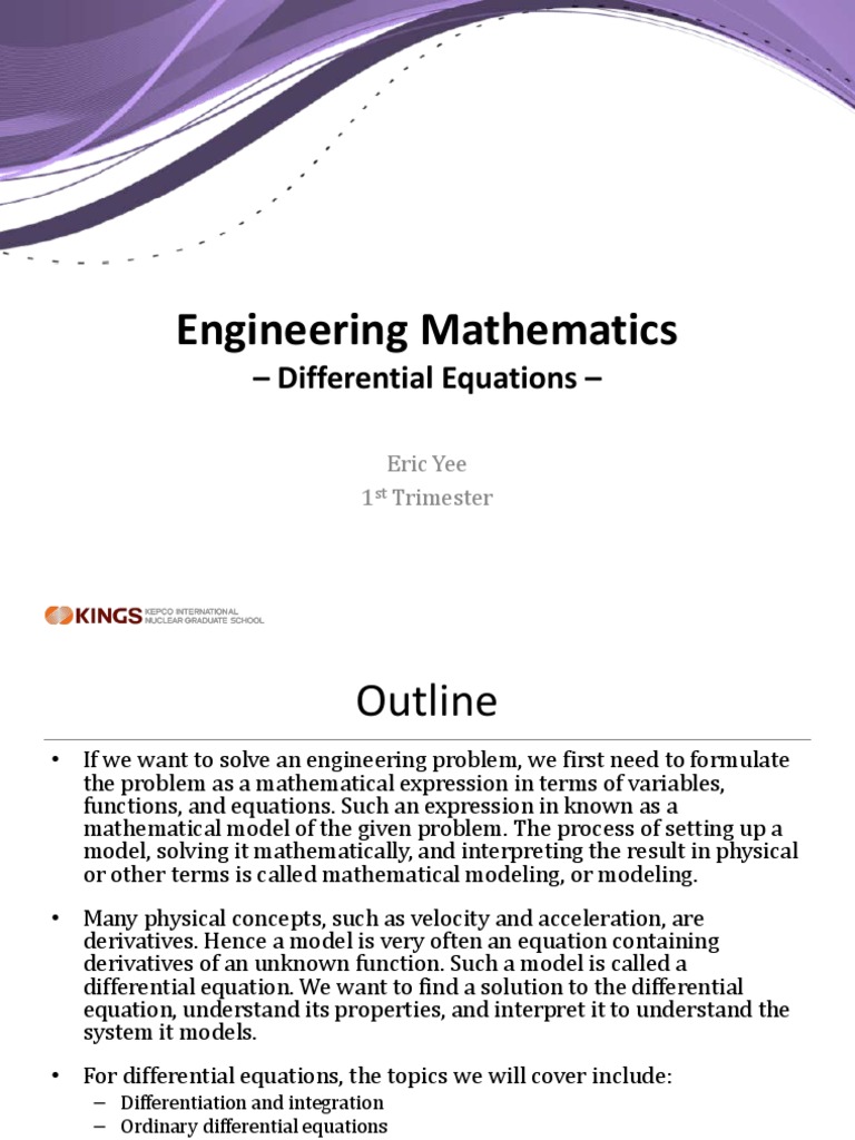 2017.EngineeringMathematics - Differentialequations 1 | PDF | Ordinary ...