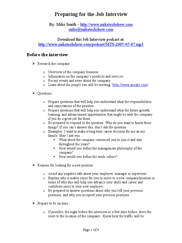 Job Interview Preparation Guide | PDF | Job Interview | Communication