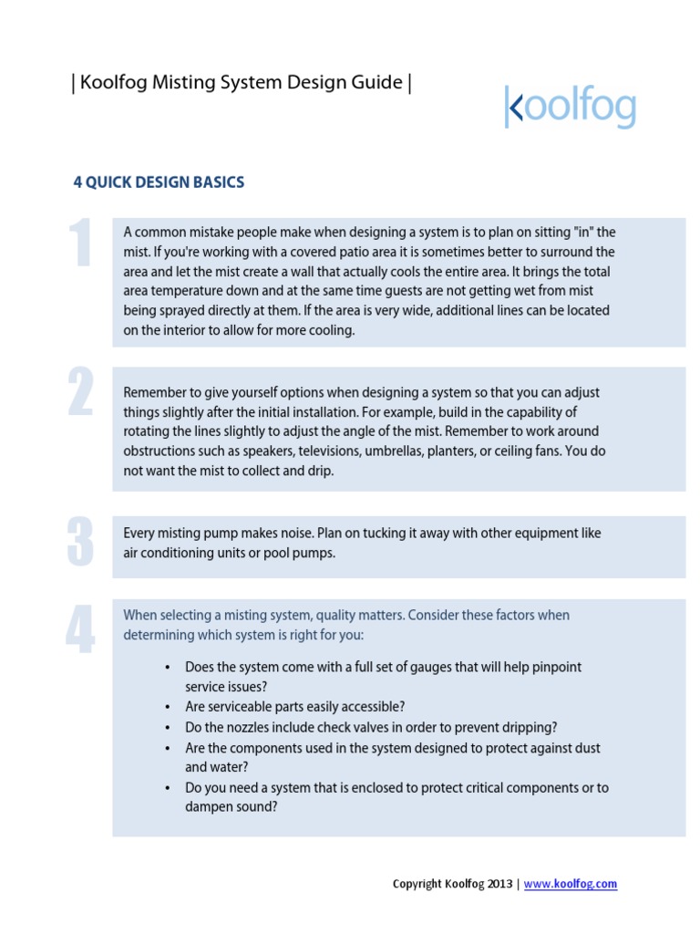 Koolfog Misting Design | PDF | Pump | Air Conditioning