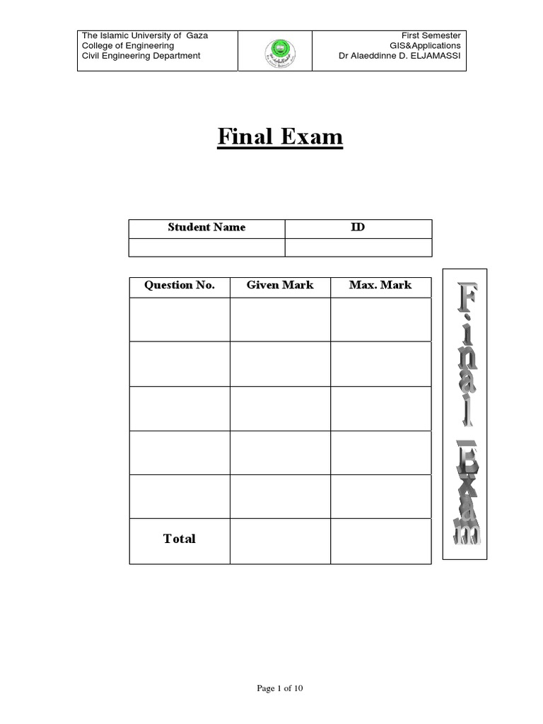 Example Exam GIS | PDF | Geographic Information System | Data Management