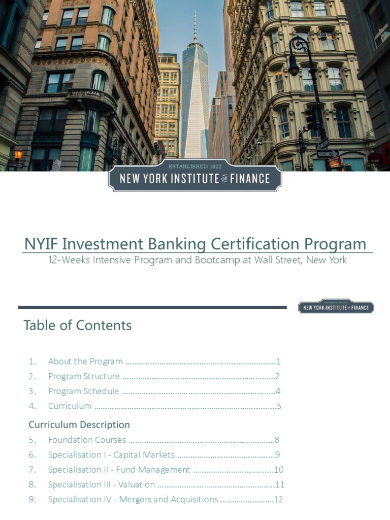 NYIF Investment Banking Certification Program Brochure | PDF | Mergers ...