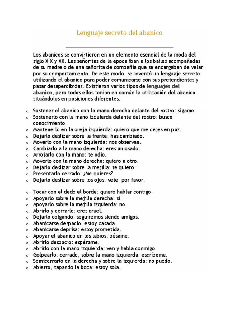 Lenguaje Secreto Del Abanico | PDF