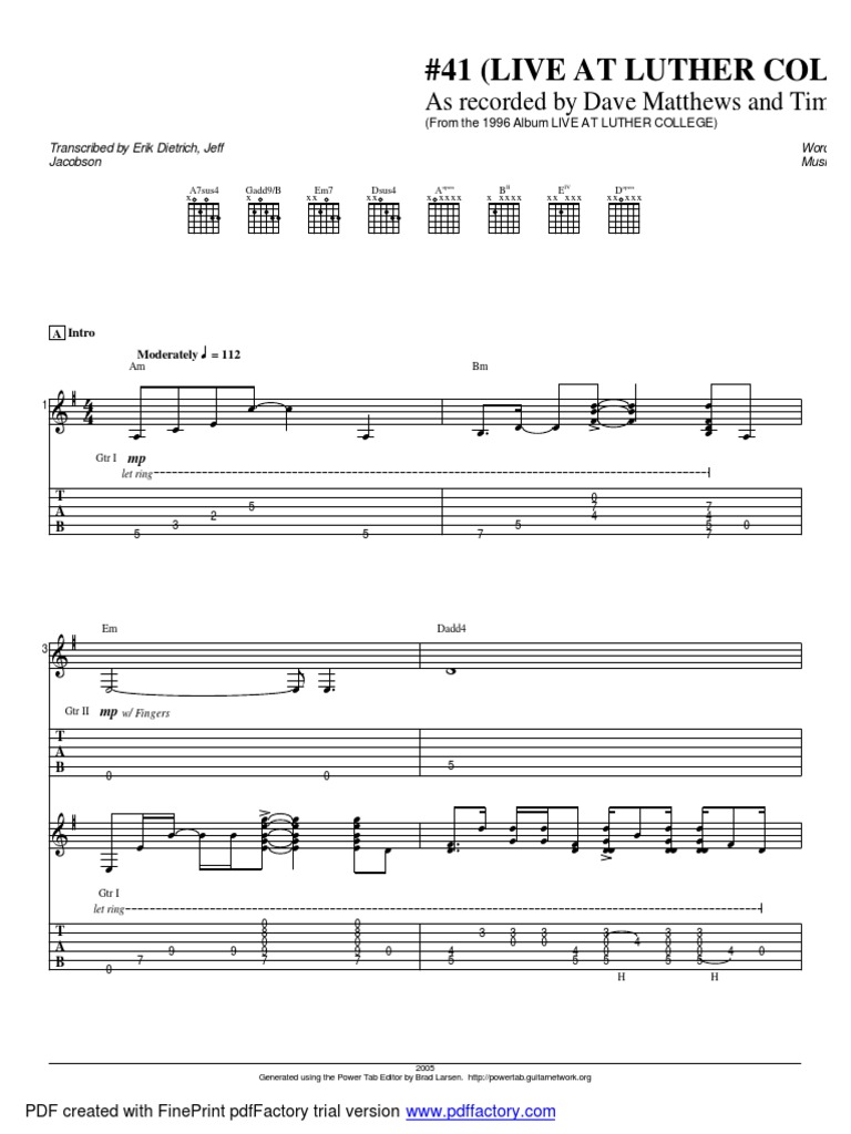 #41 (Live at Luther College Version: As Recorded by Dave Matthews and ...