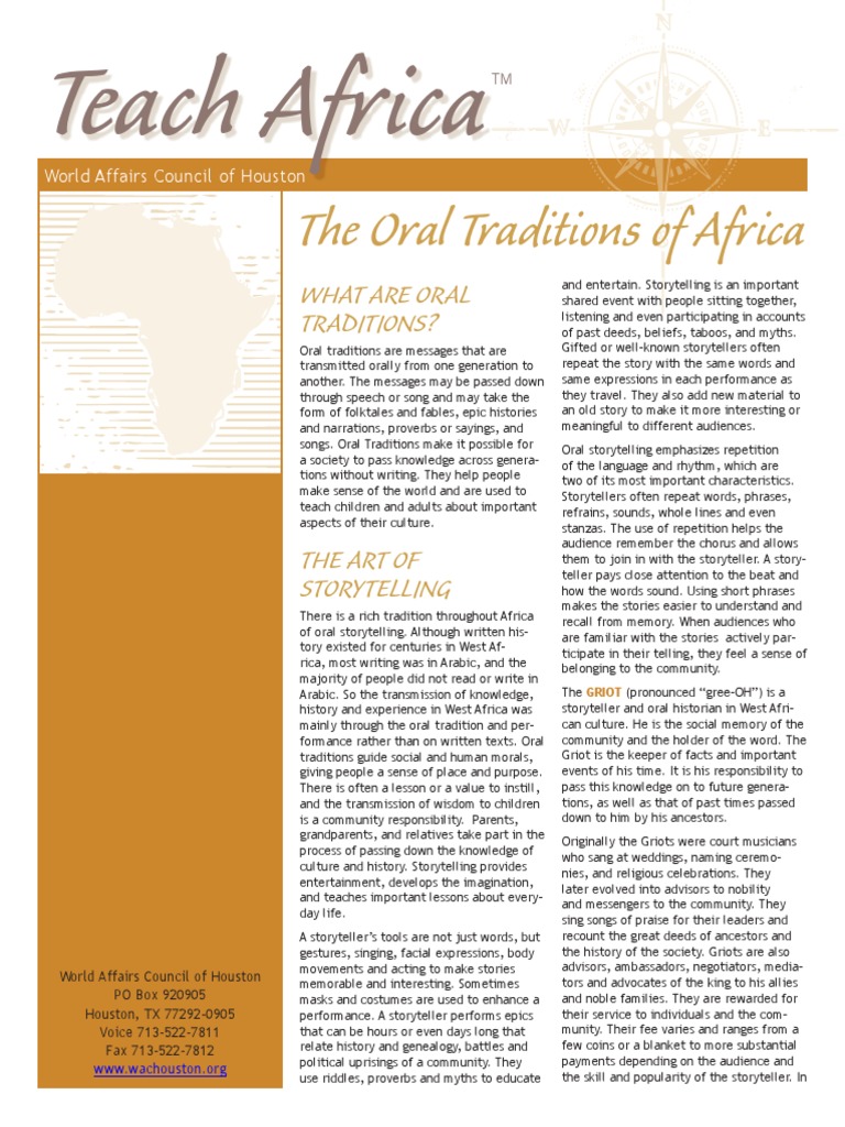 The Role of Griots in West African Culture | PDF | Storytelling | Oral ...