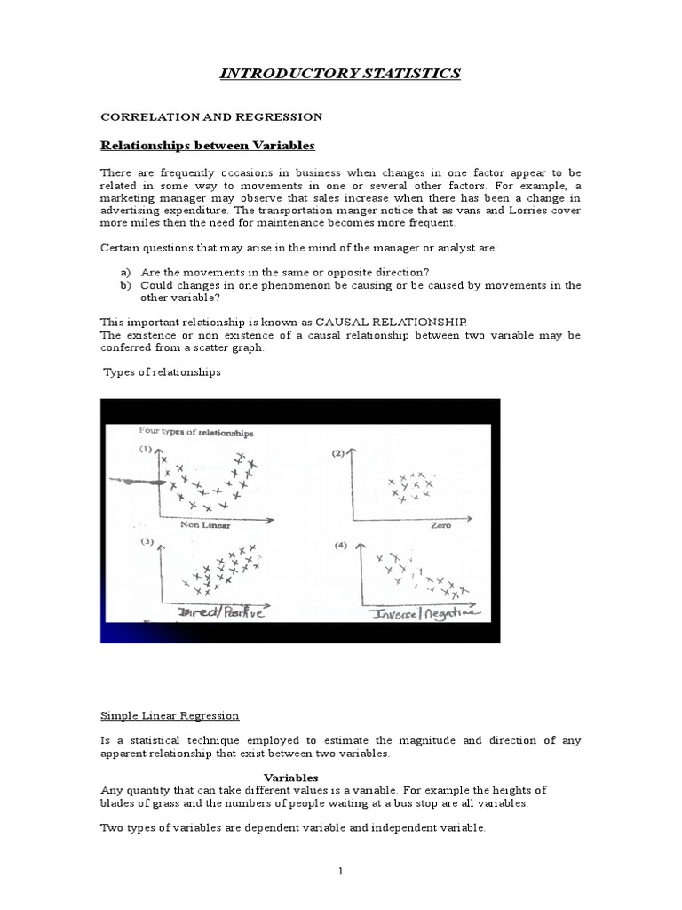 Note 10 Correlation And Regression Pdf Correlation And Dependence Coefficient Of