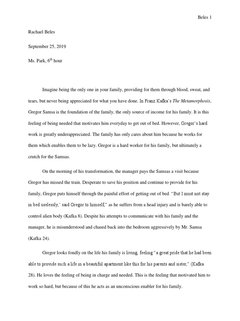 Character Analysis | PDF | The Metamorphosis