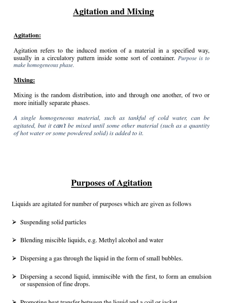 Agitation vs. Mixing: Key Differences | PDF | Propeller | Fluid Dynamics