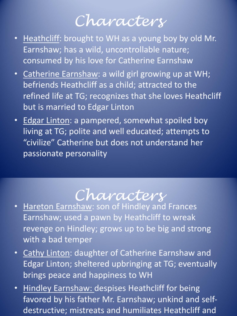 Wuthering Heights Character Overview | PDF | Mystery, Thriller & Crime ...