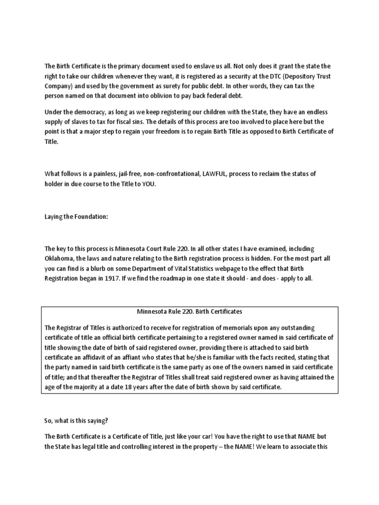 Reclaiming Your Birth Title Process | PDF | Security Interest | Signature
