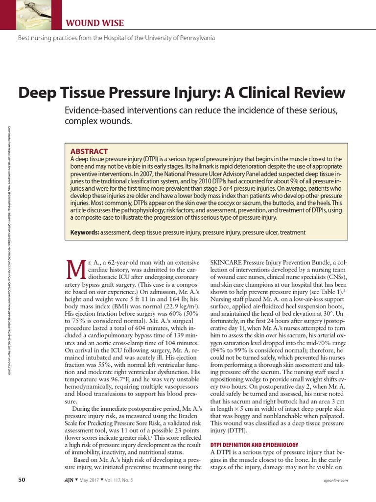 Deep Tissue Pressure Injury Review | PDF | Ischemia | Surgery