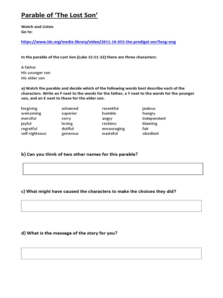 Understanding the Lost Son Parable | PDF