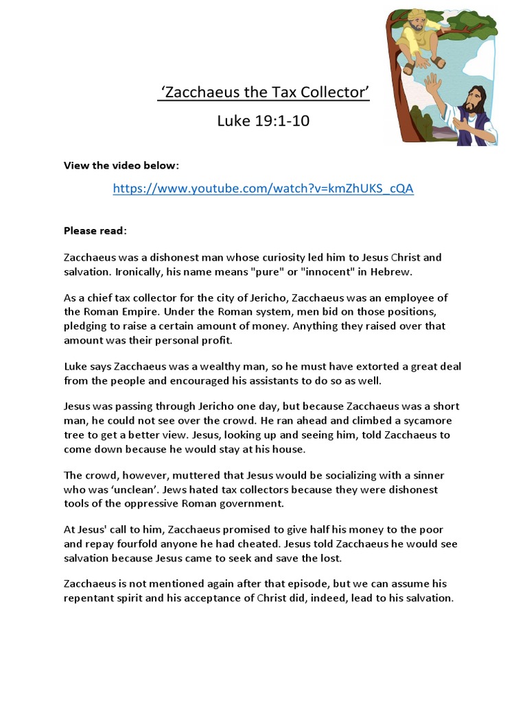 Zacchaeus The Tax Collector | PDF