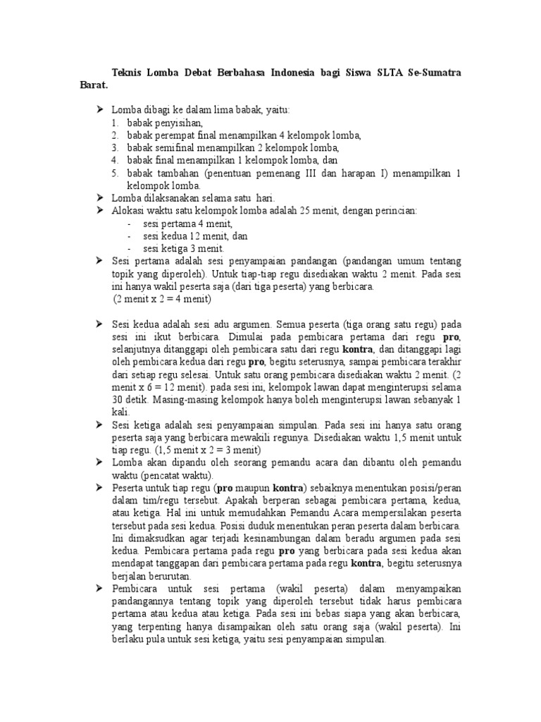 Teknis Dan Topik Lomba Debat | PDF