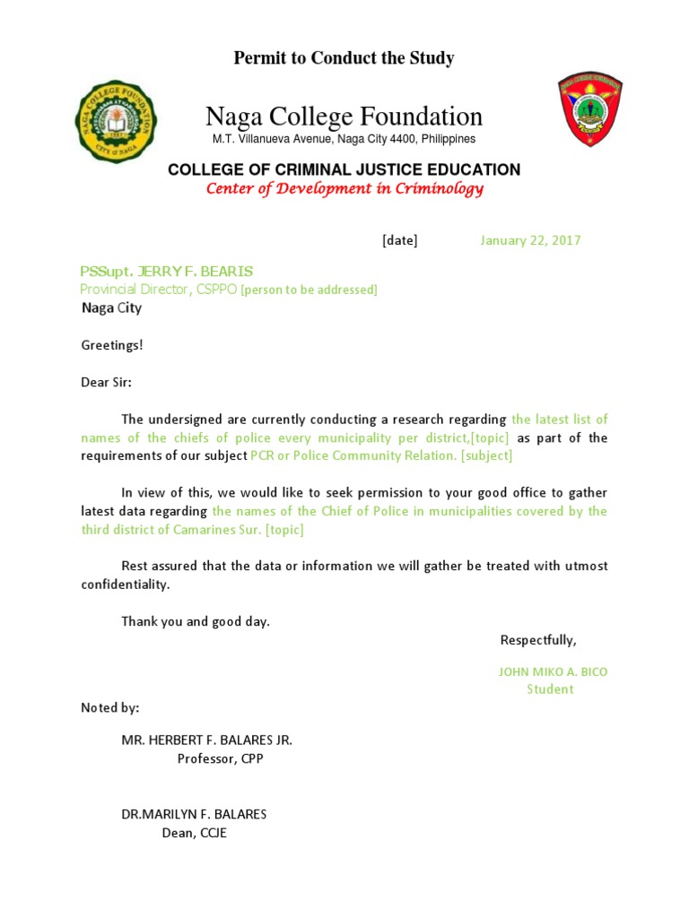 Permit To Conduct The Study3 | PDF