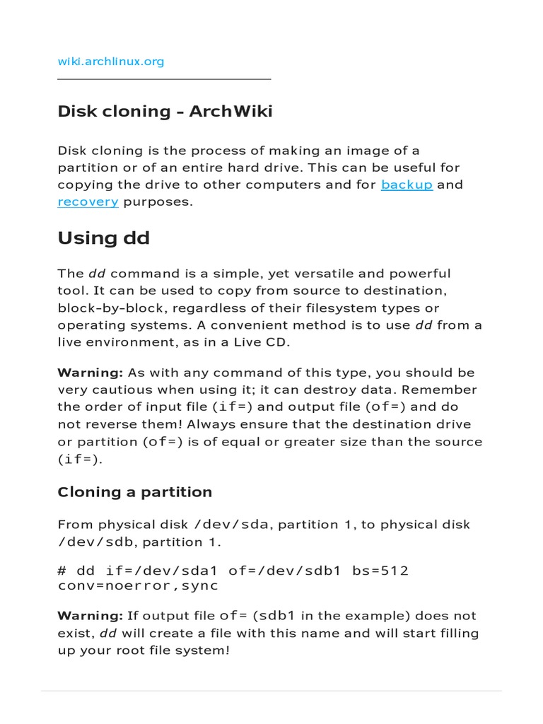 Disk Cloning - ArchWiki | PDF | Zip (File Format) | File System