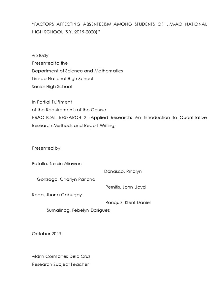 Absenteeism Overall | PDF | Survey Methodology | Teachers