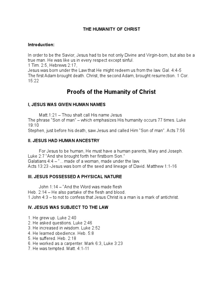 The Humanity of Christ Explained | PDF | Gospel Of Mark | Jesus