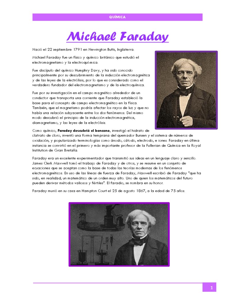 Michael Faraday | PDF | Fuerza | Electromagnetismo