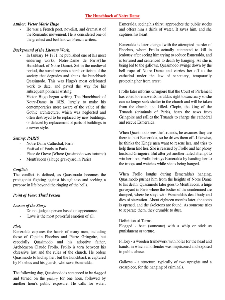 Hunchback of Notre Dame Summary | PDF | The Hunchback Of Notre Dame ...