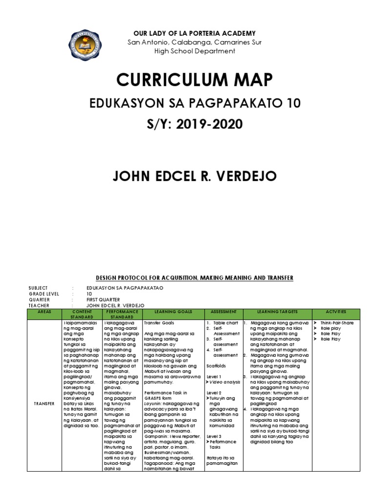 ESP 10 Curriculum Map | PDF