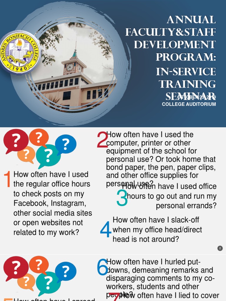 Annual Faculty&Staff Development Program: In-Service Training Seminar ...