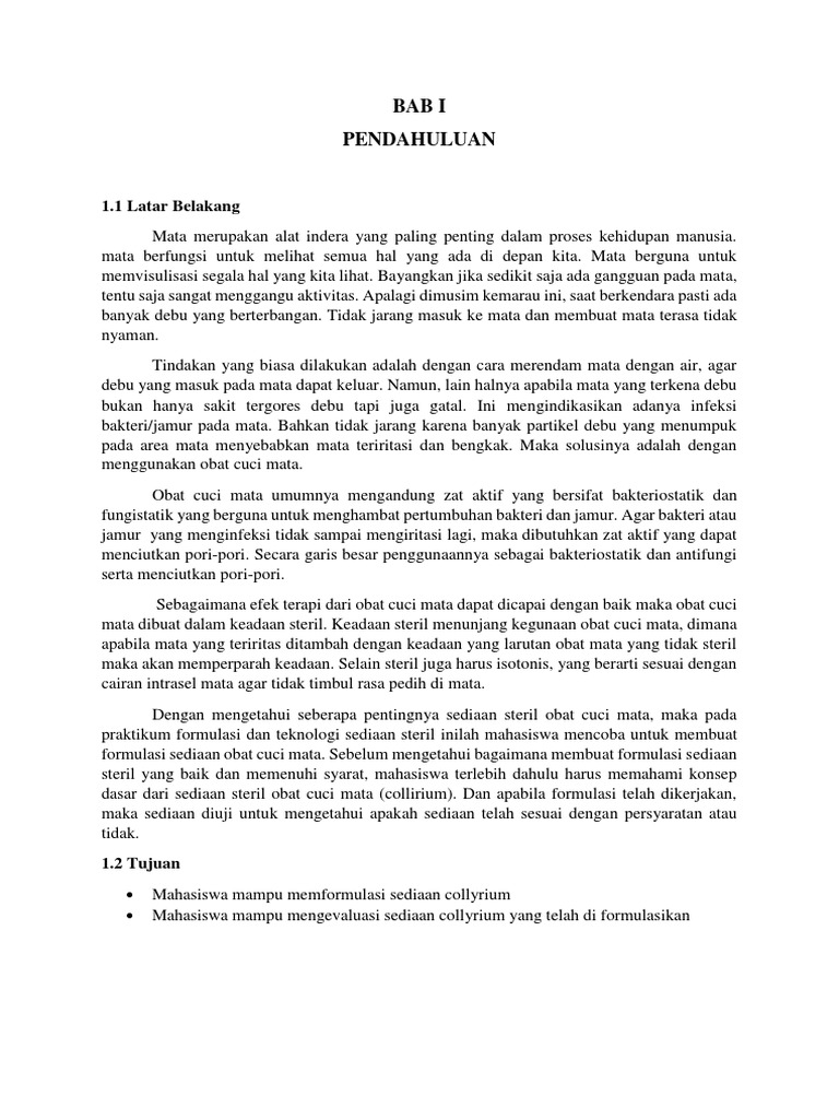 Praktikum Obat Cuci Mata | PDF | Kesehatan Holistik
