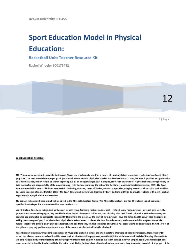 sepep unit example | Educational Assessment | Physical Education