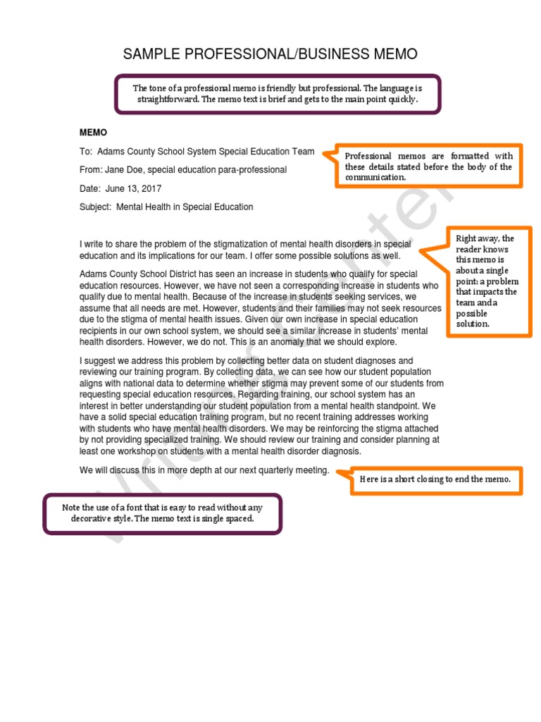 Sample Business Memo | PDF | Social Stigma | Special Education