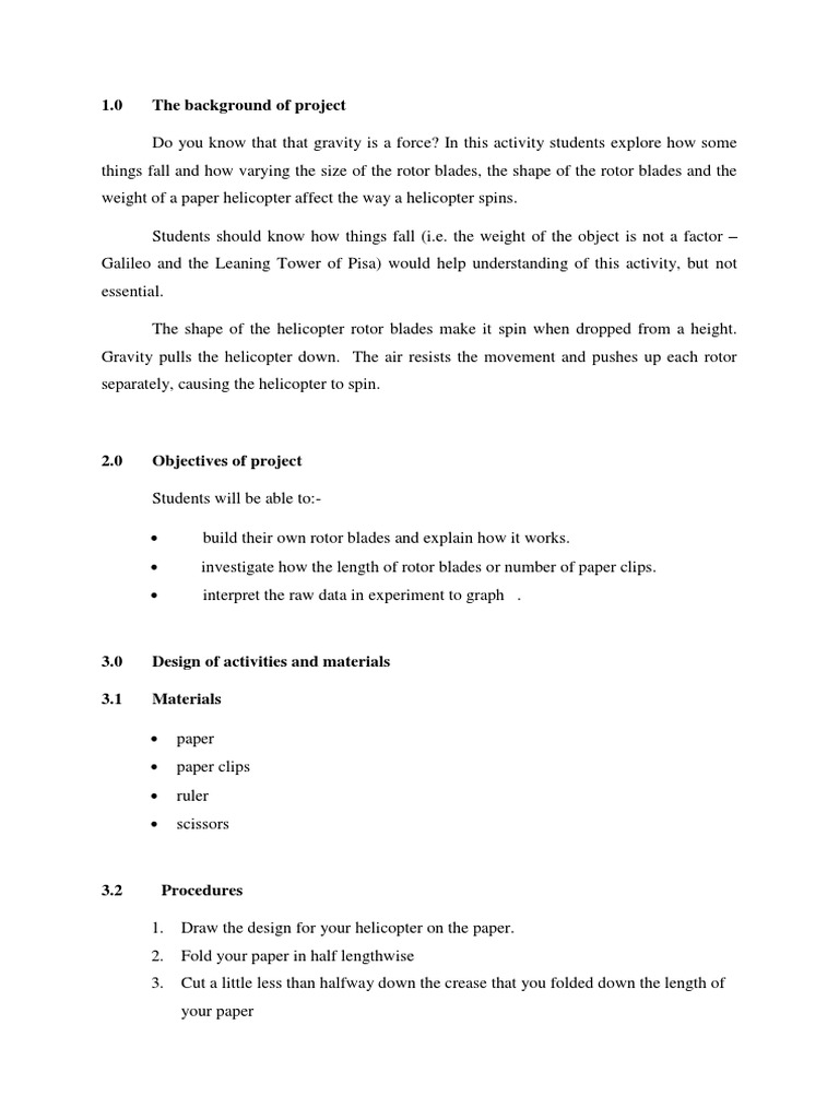 Build a Paper Helicopter Experiment | PDF | Helicopter | Helicopter Rotor