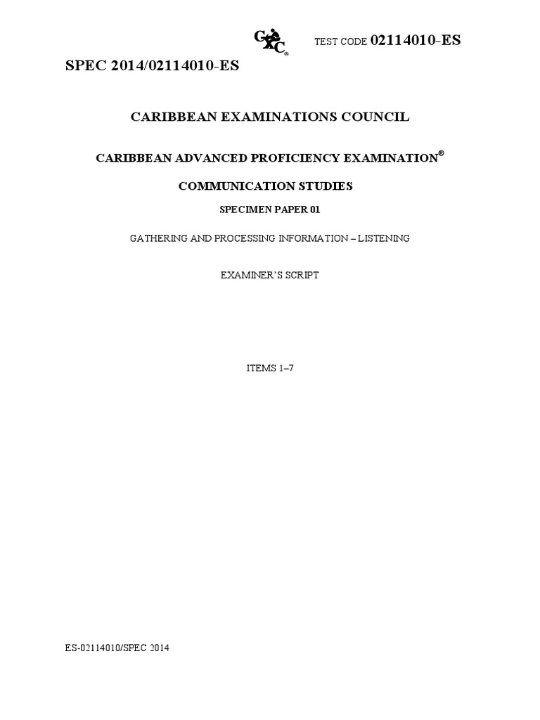Cape Communications Studies Specimen p01 2014 PDF | PDF | Test ...