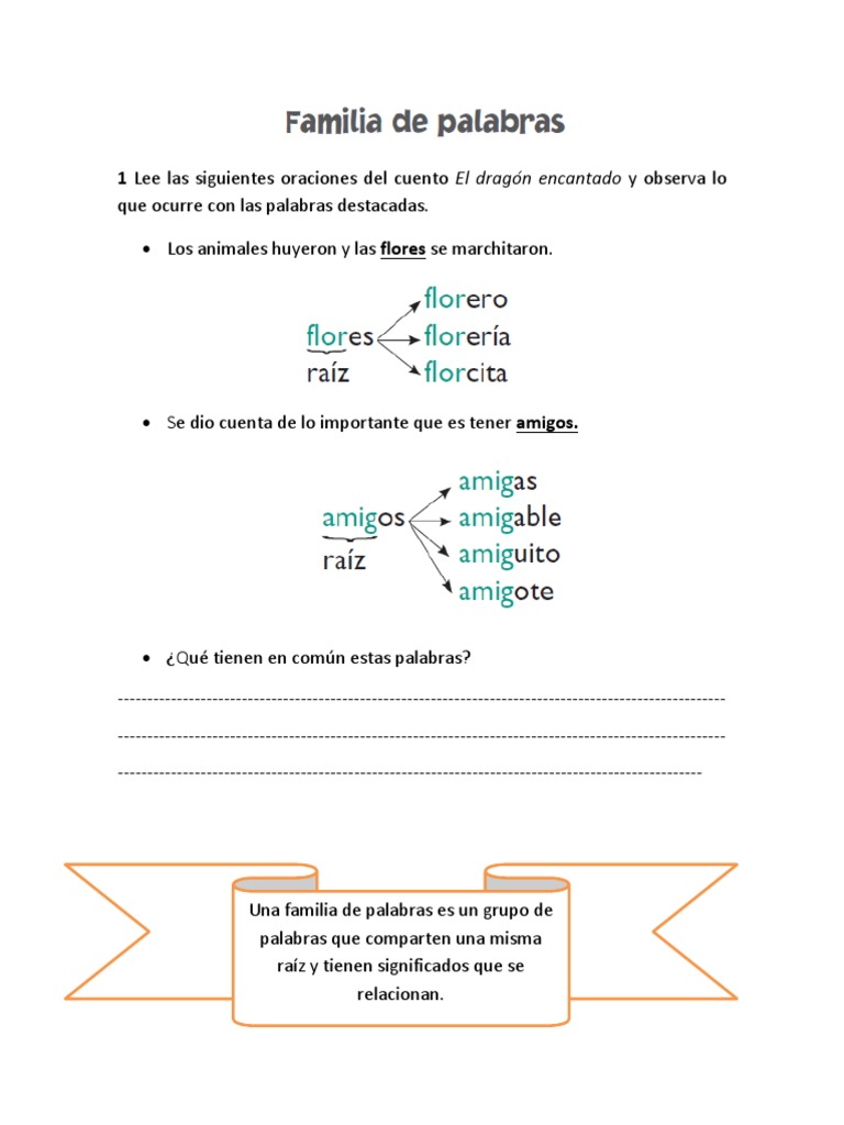 Las Palabras Familia Y Amigos