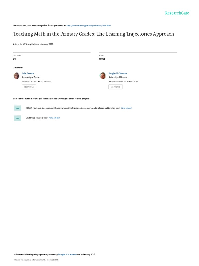 Teaching Math in The Primary Grades: The Learning Trajectories Approach ...