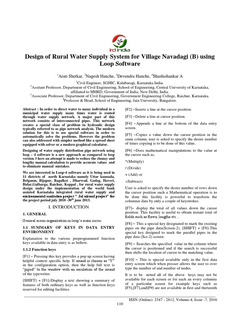 Rural Water Supply Design Using Loop-4 | PDF | Water Supply Network | Pump