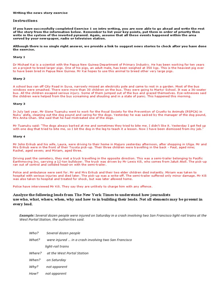 Writing The News Story Exercise | PDF | Cigarette | Michael Bloomberg