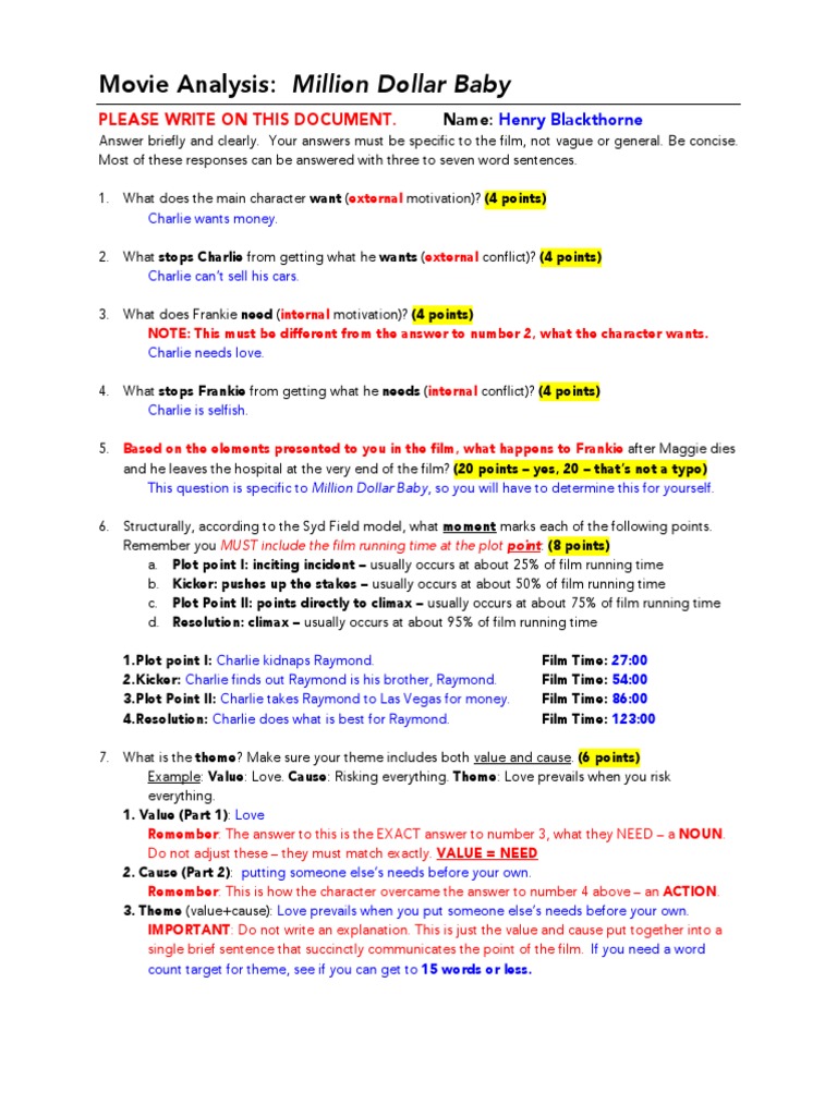 Movie Analysis Worksheet SAMPLE (Rain Man) PDF | PDF | Cognitive ...