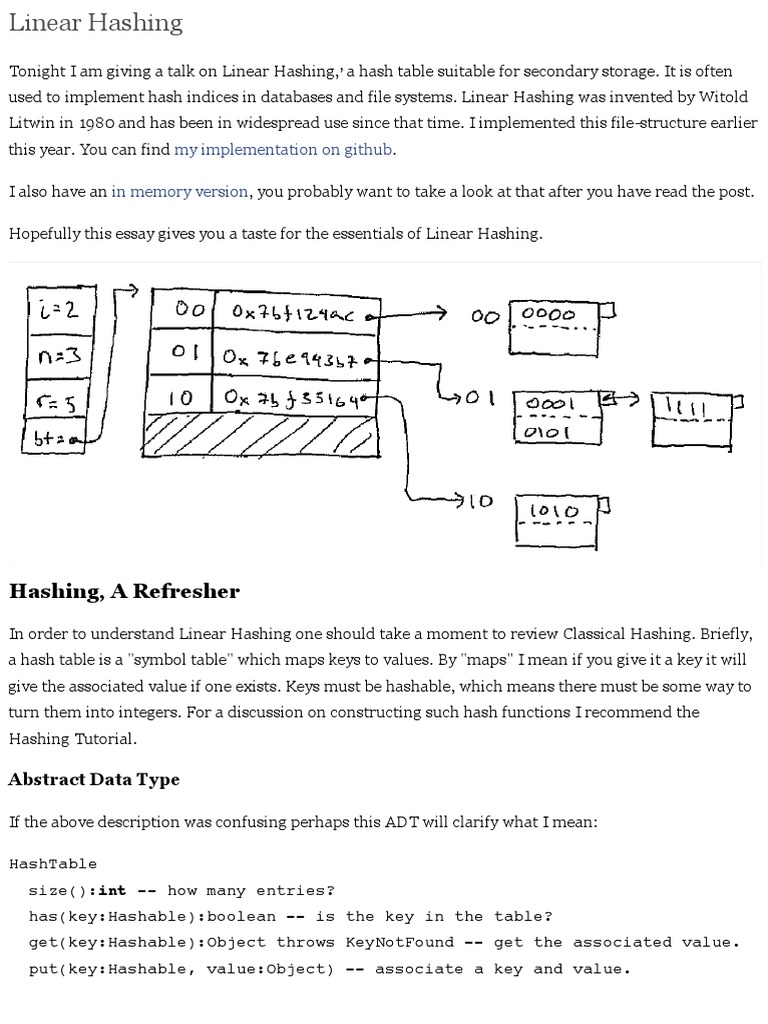 My Implementation On Github In Memory Version Hashing A Refresher Pdf Data Type