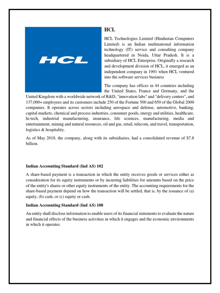 HCL As | PDF | Employee Stock Option | Stocks