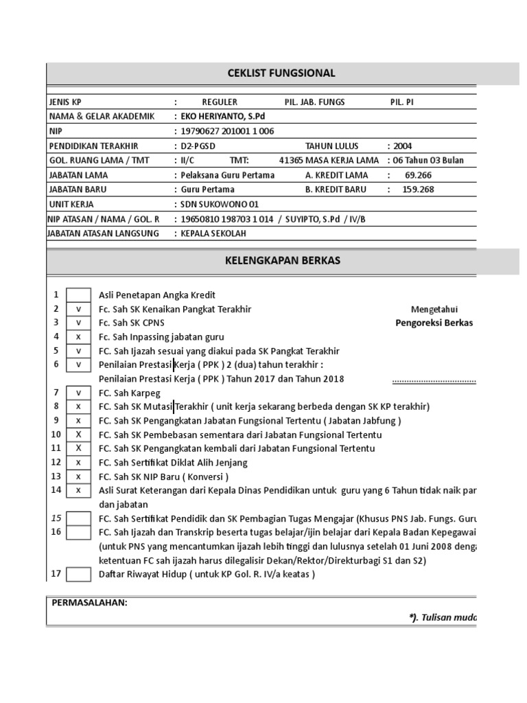 Check List (Berkas KP) | PDF
