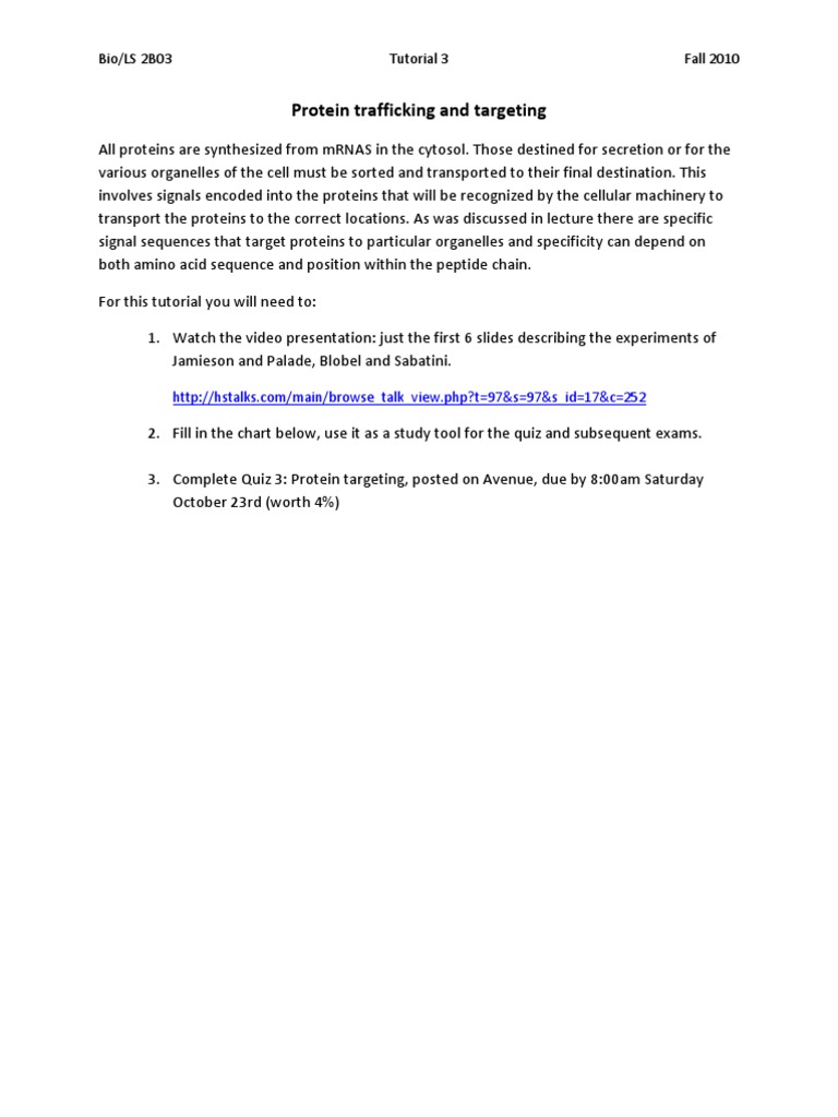 Protein Trafficking and Targeting Guide | PDF | Protein Targeting ...