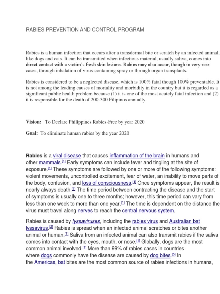 Rabies Prevention and Control Program | PDF | Rabies | Epidemiology