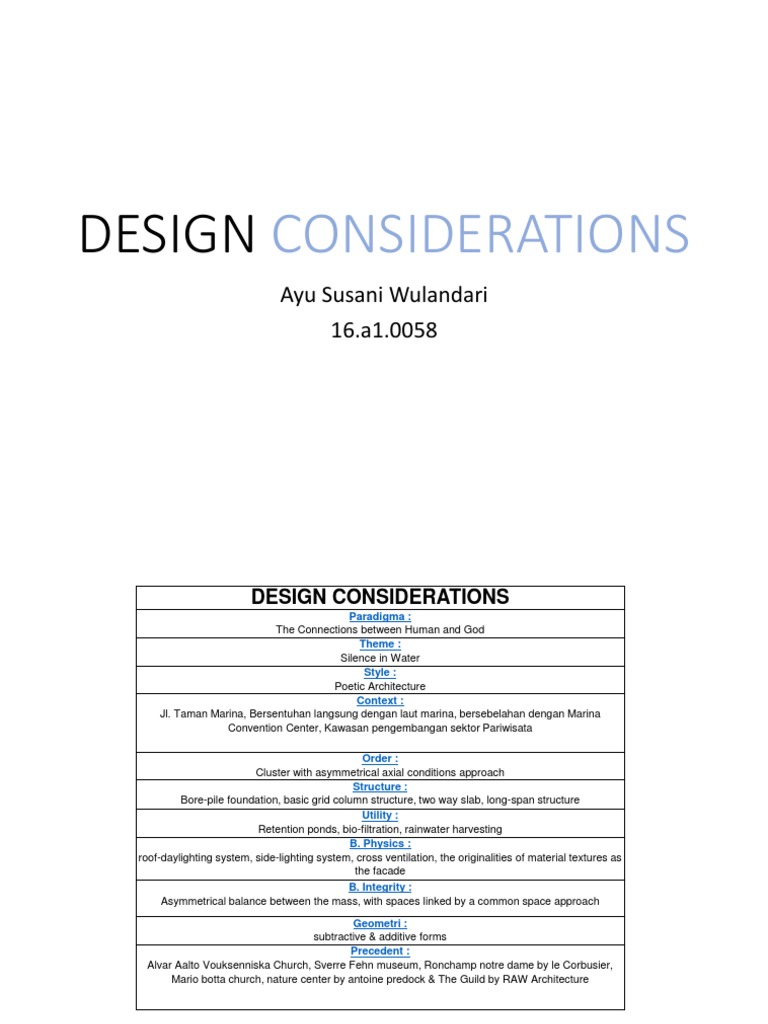 Design Considerations | PDF | Space | Architectural Design