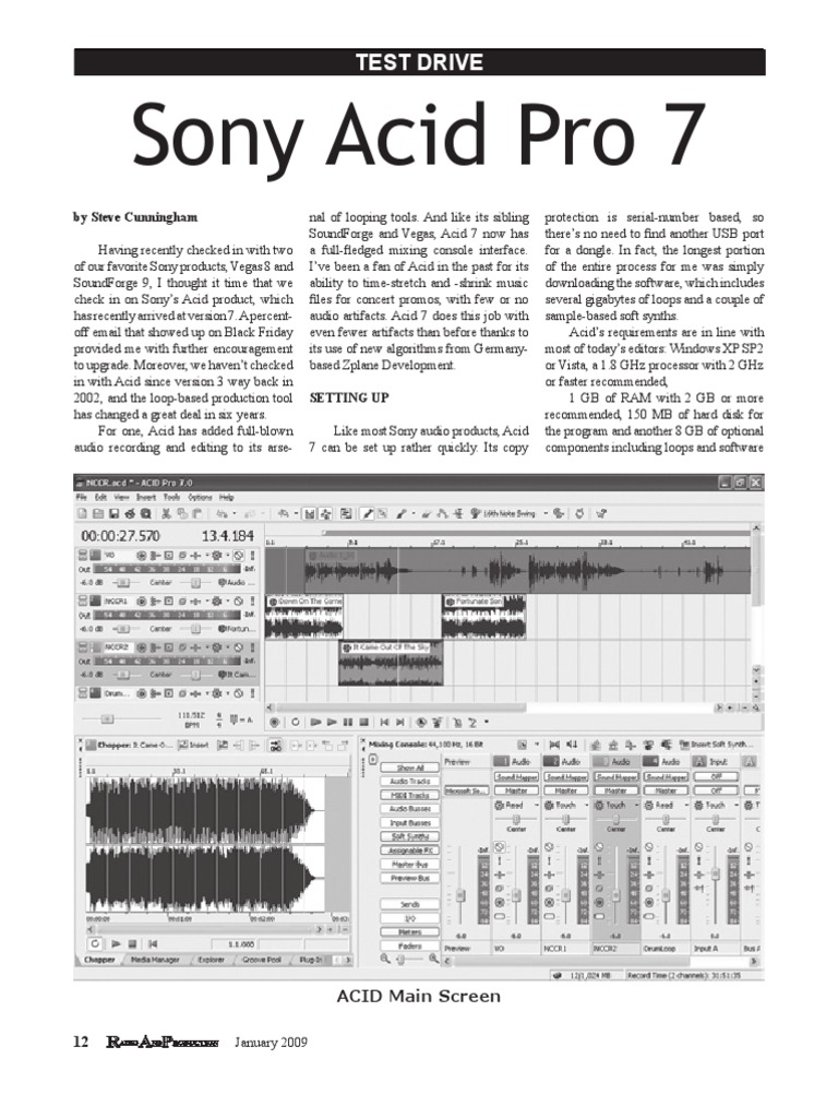 Sony Acid Pro 7: Test Drive | PDF | Recording | Sound Technology