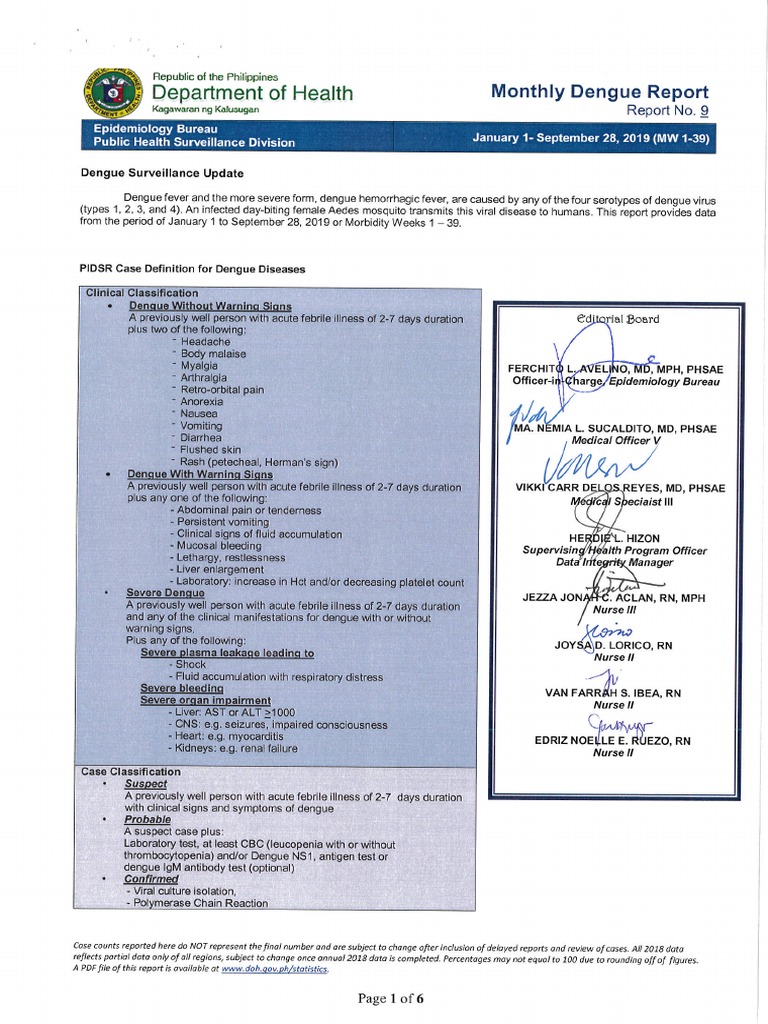 2019 Dengue Monthly Report No. 9 (Jan. 1 - Sept. 28) | PDF
