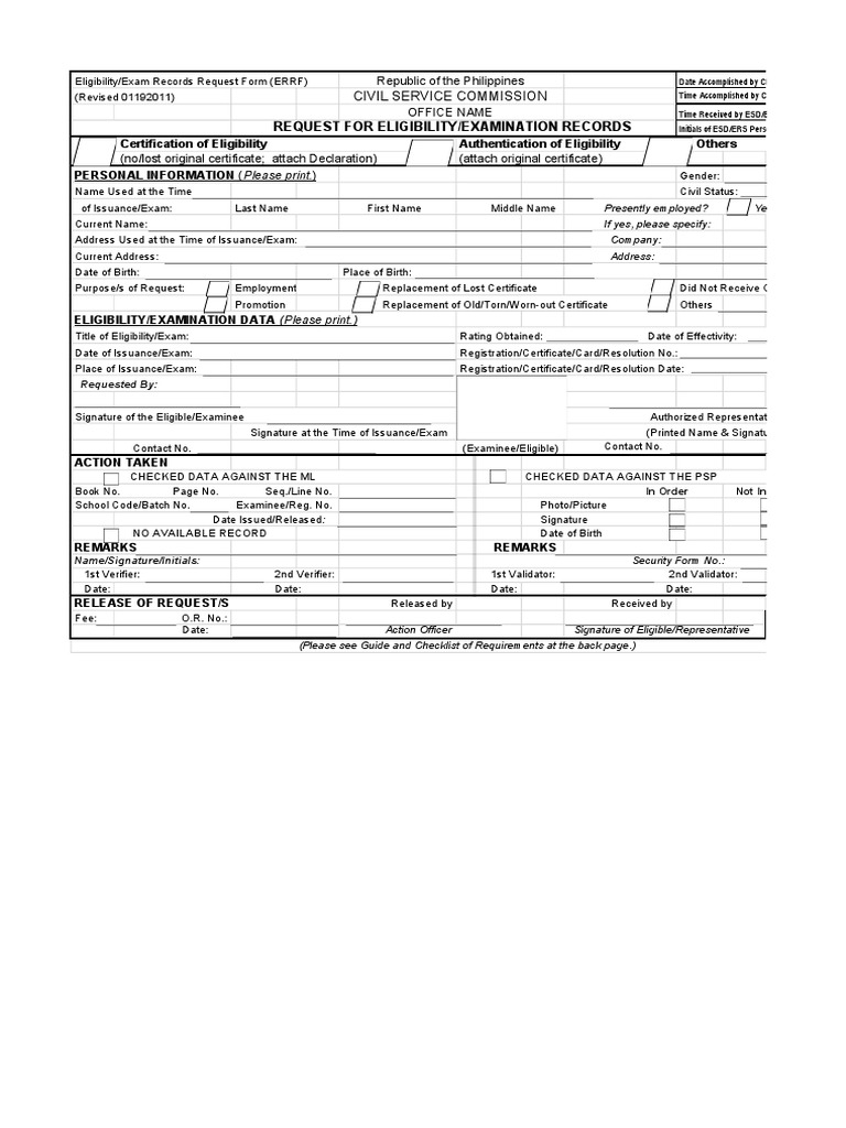 CSC Request For Eligibility PDF | PDF | Identity Document | Public Key ...