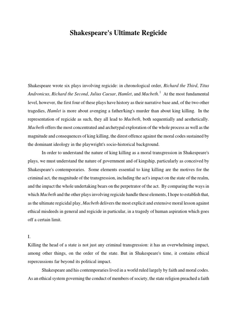 The Ultimate Regicide | PDF | Shakespearean History | Shakespeare
