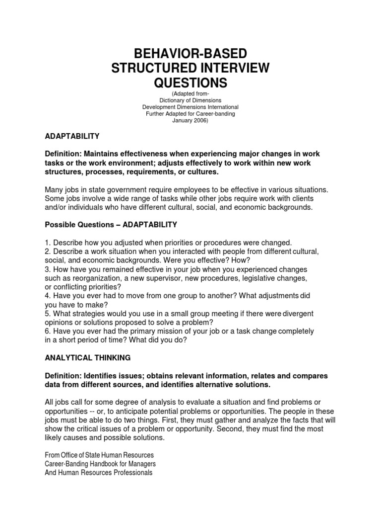 Adaptability Interview Questions Guide | PDF | Competence (Human ...