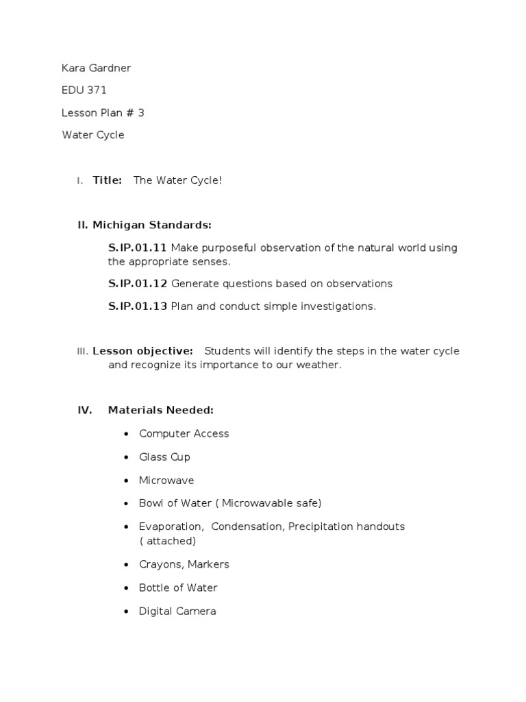 Water Cycle Lesson 3 | PDF | Water Cycle | Precipitation