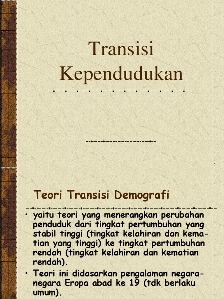 Teori Transisi Demografi dan Tahapannya | PDF