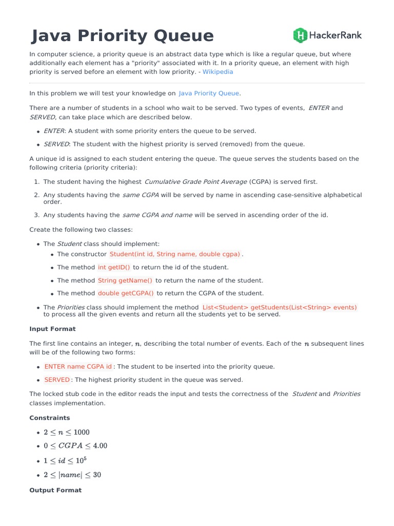 Java Priority Queue | PDF | Queue (Abstract Data Type) | Data Type
